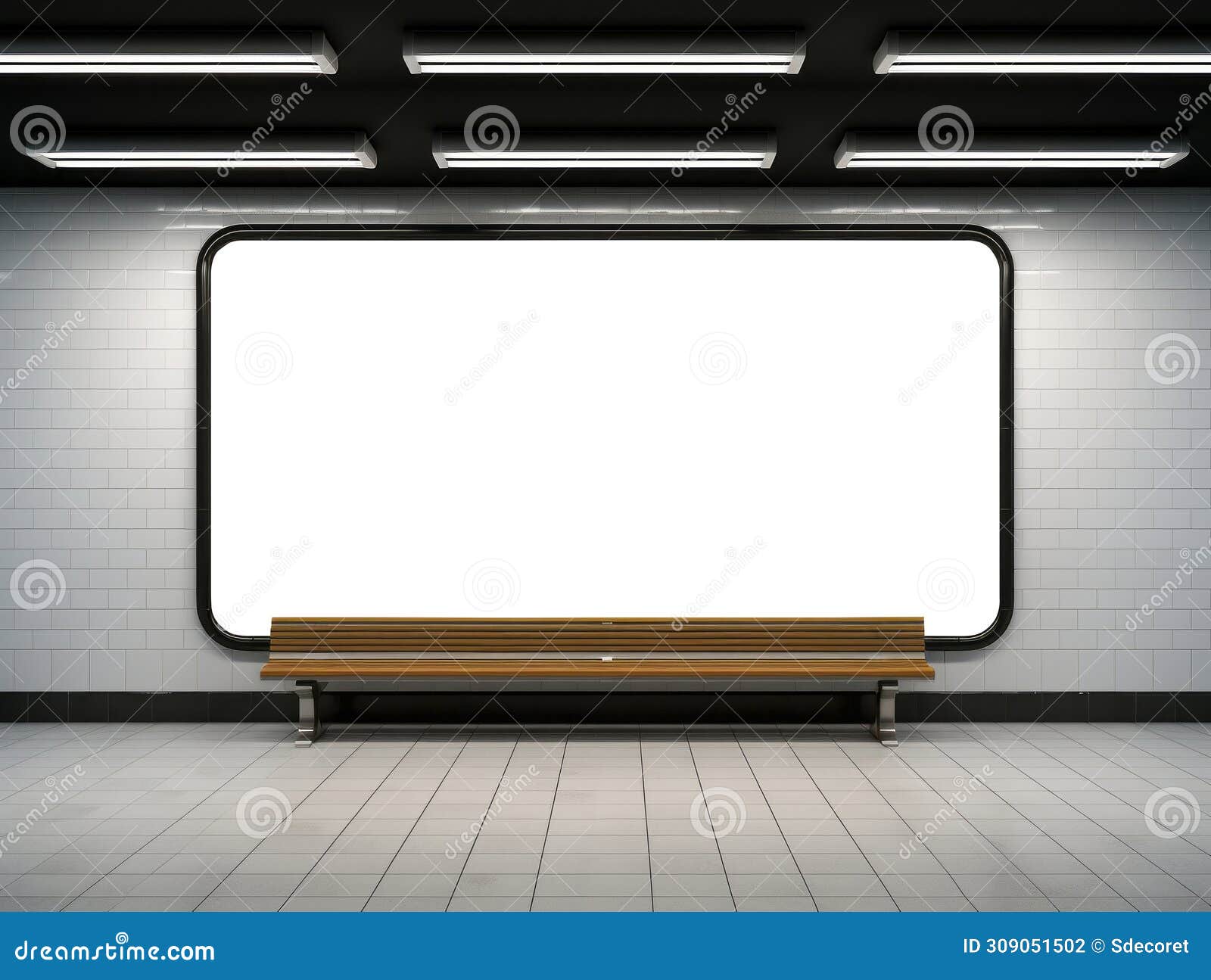 Billboard On Underground Wall Mockup. Large Hoarding Template In Subway ...