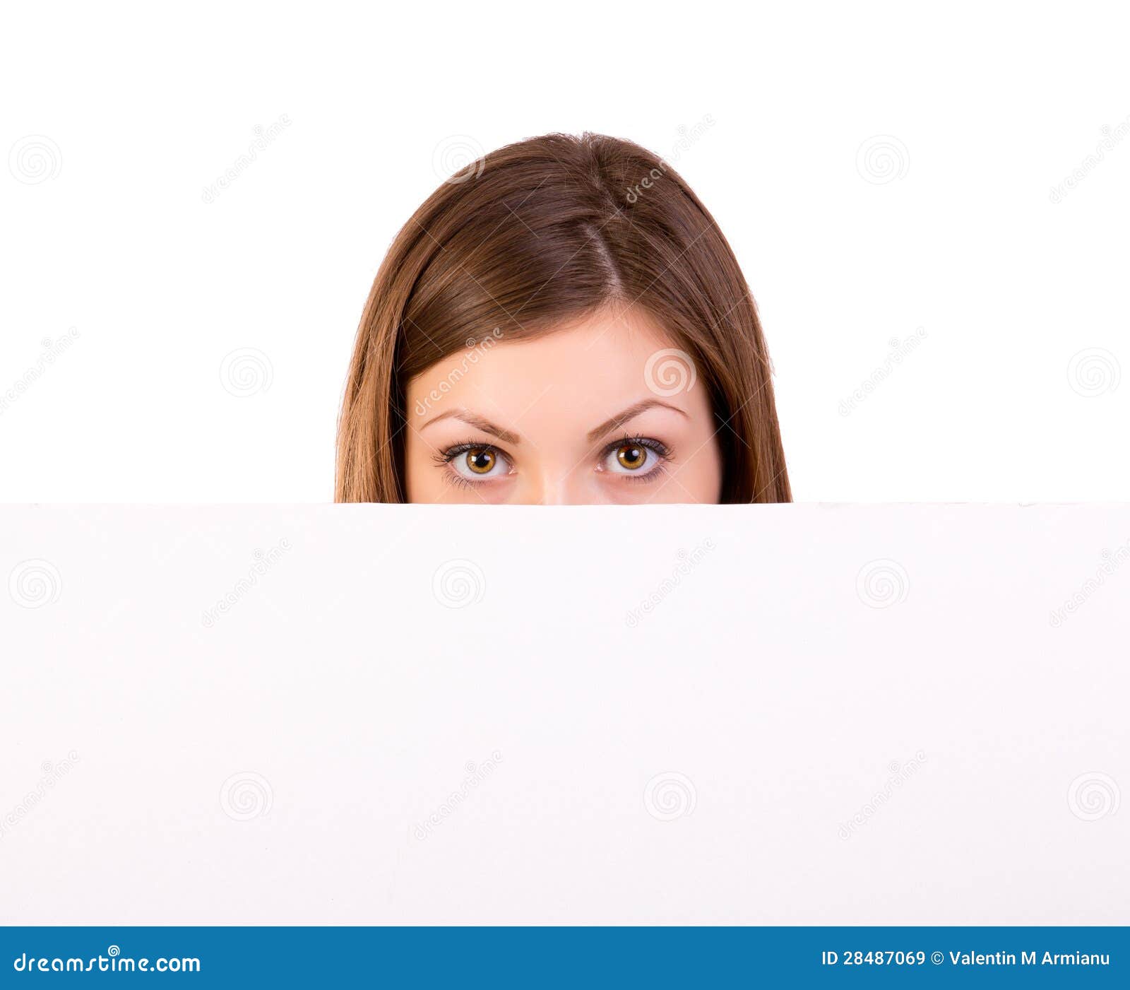 Billboard Woman Looking Over Sign Stock Image - Image of caucasian ...