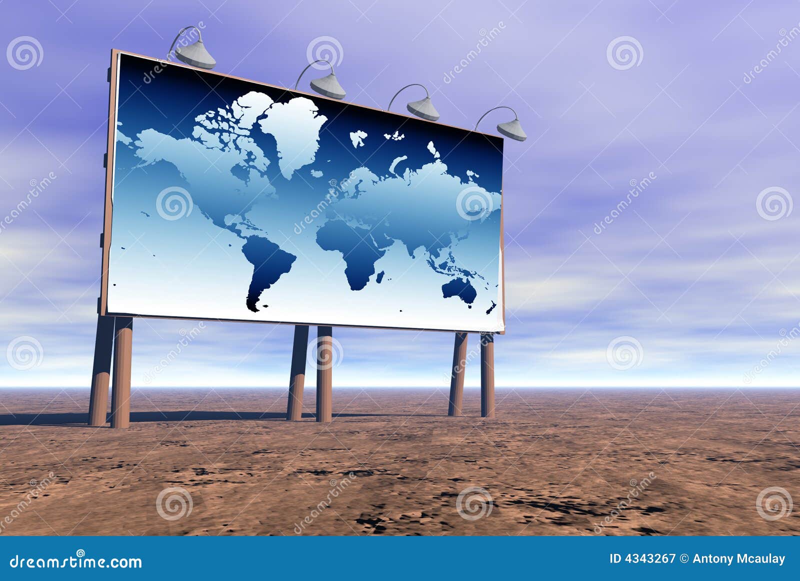 Billboard with world map stock illustration. Illustration of frame ...