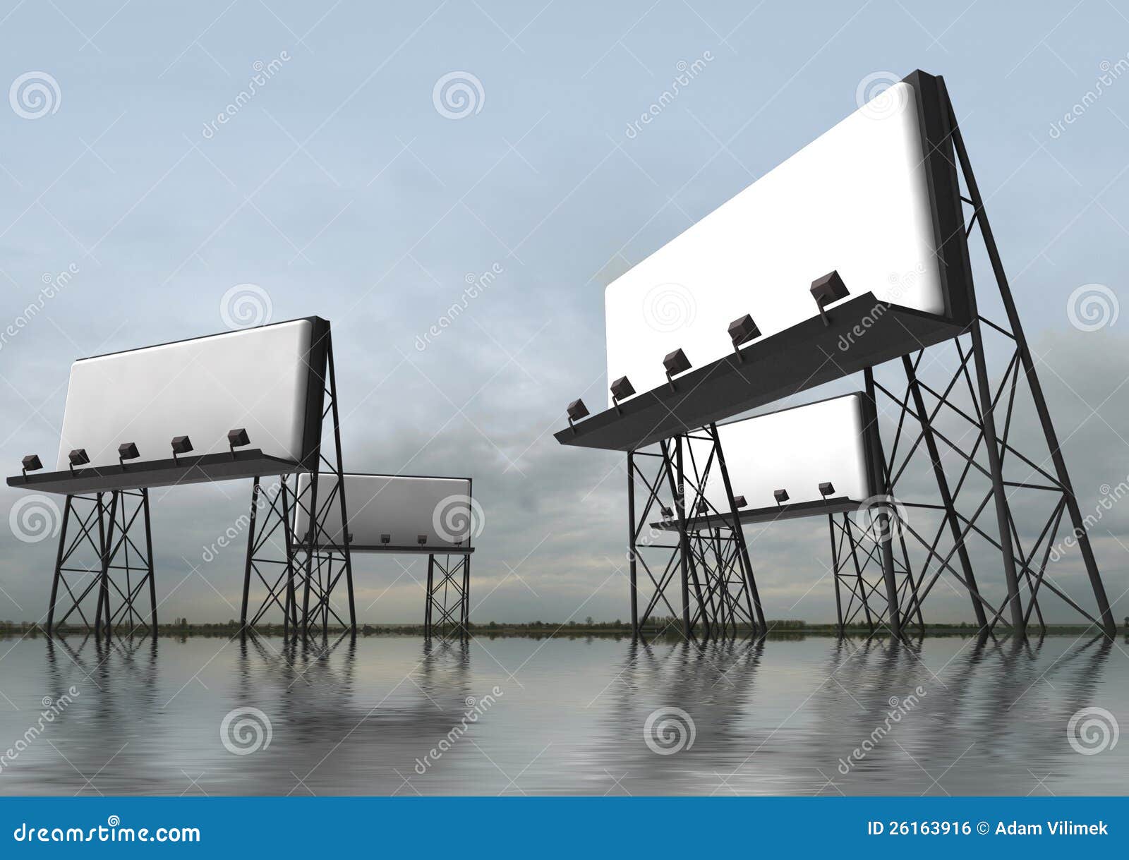 Billboards Construction with Reflectors Stock Photo - Image of ...