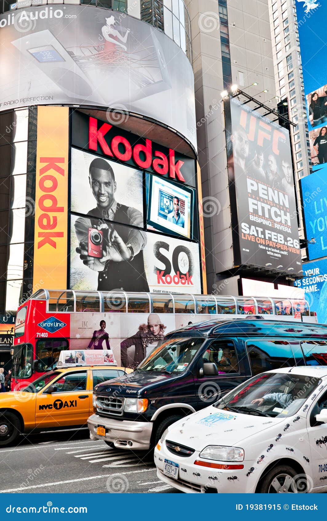 Billboards and Traffic at Times Square Editorial Image - Image of ...