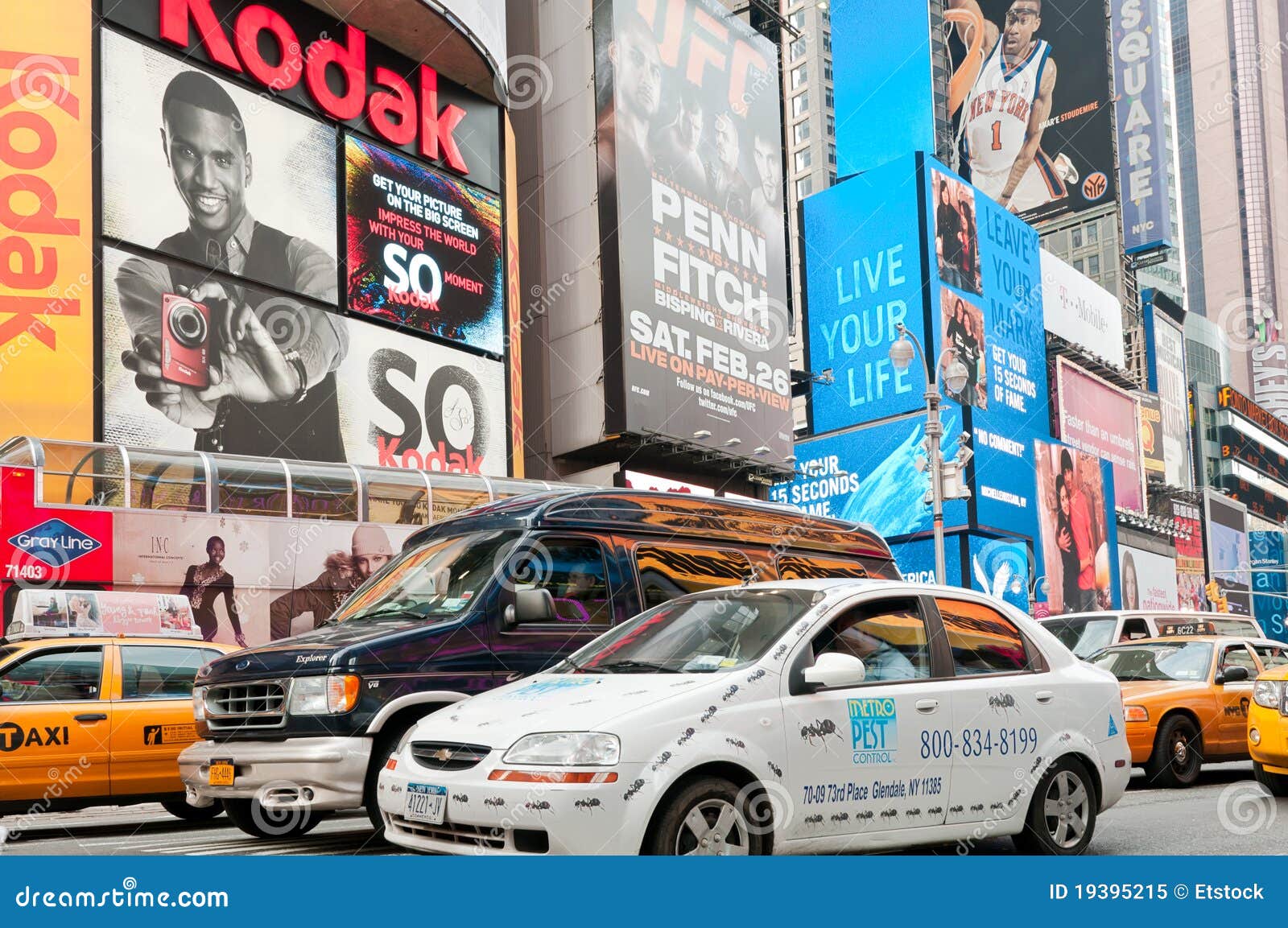 Billboards and Traffic of the Times Square Editorial Image - Image of ...