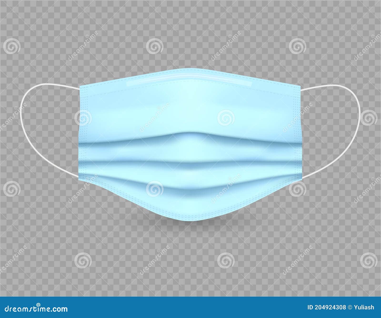 Medical Face Mask. Vector 3d Realistic. Blue Color. Template on a ...