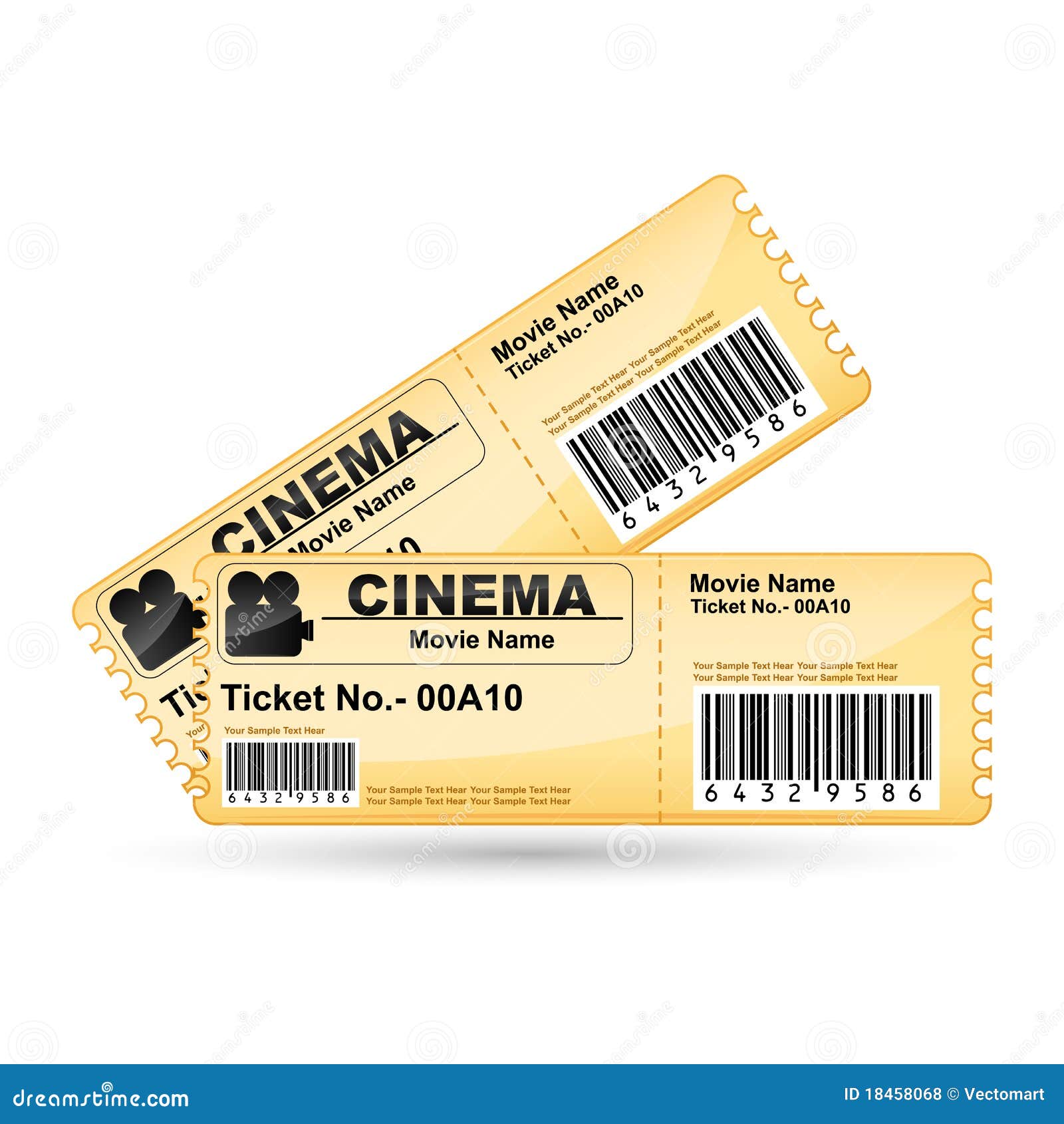 Billet de film illustration de vecteur. Illustration du prix - 18458068