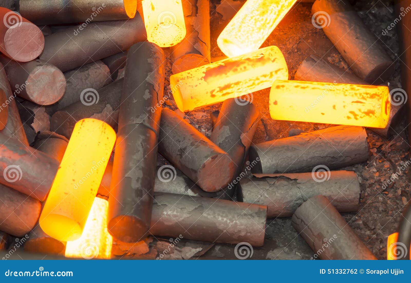 Billet Heating for Hot Forging Stock Photo - Image of metal, high: 51332762
