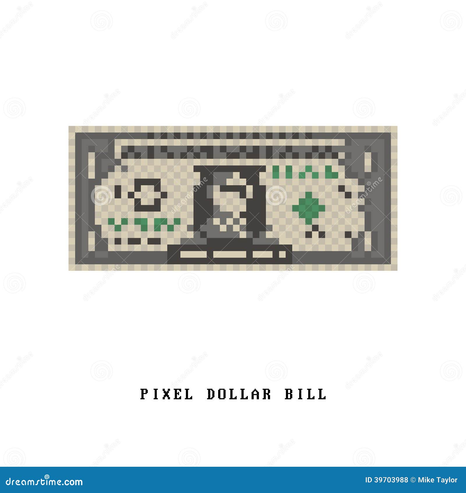 Billete de dólar del pixel stock de ilustración. Ilustración de nota ...