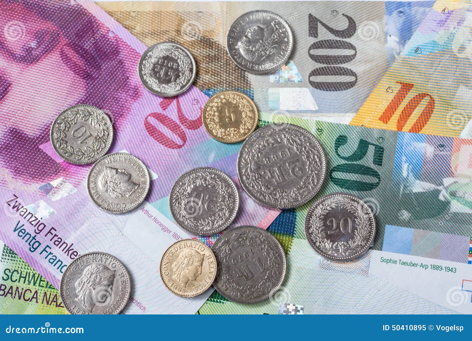 Billetes De Banco Y Monedas Suizos De La Moneda Imagen de archivo ...