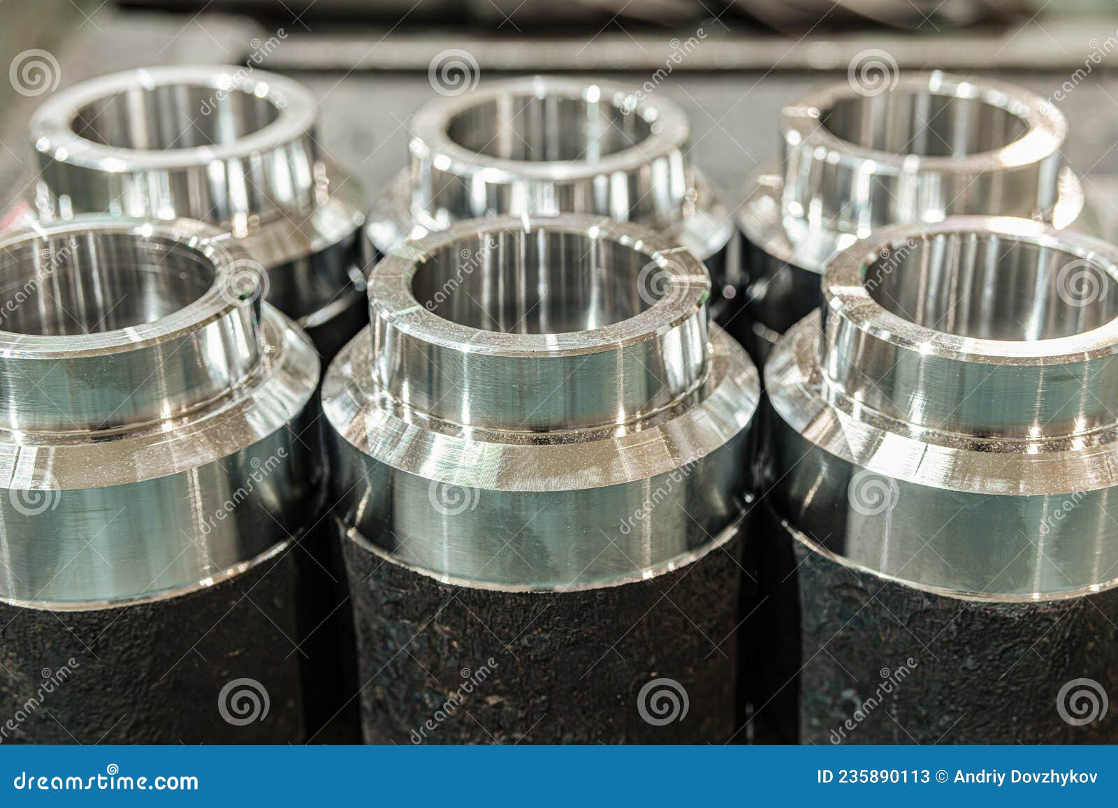 Billets of Transition Bushings on a Rack after Turning and Milling ...