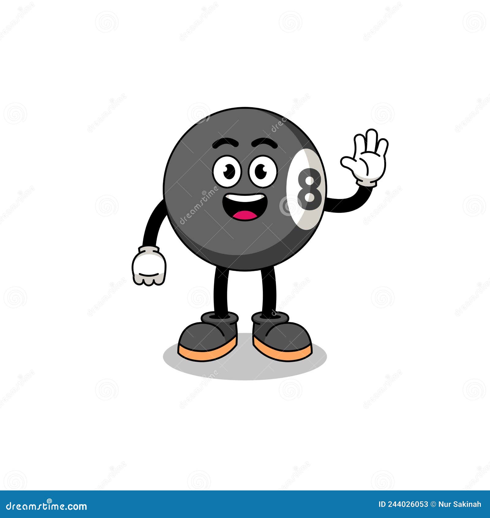 Billiard Ball Cartoon Doing Wave Hand Gesture Stock Vector ...