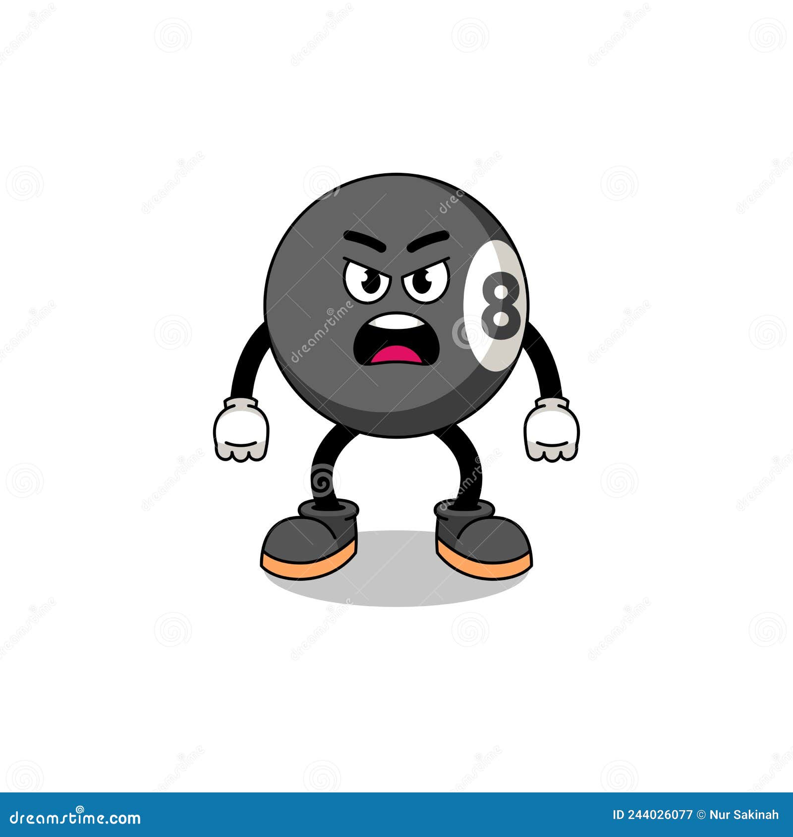 Billiard Ball Cartoon Illustration with Angry Expression Stock Vector ...