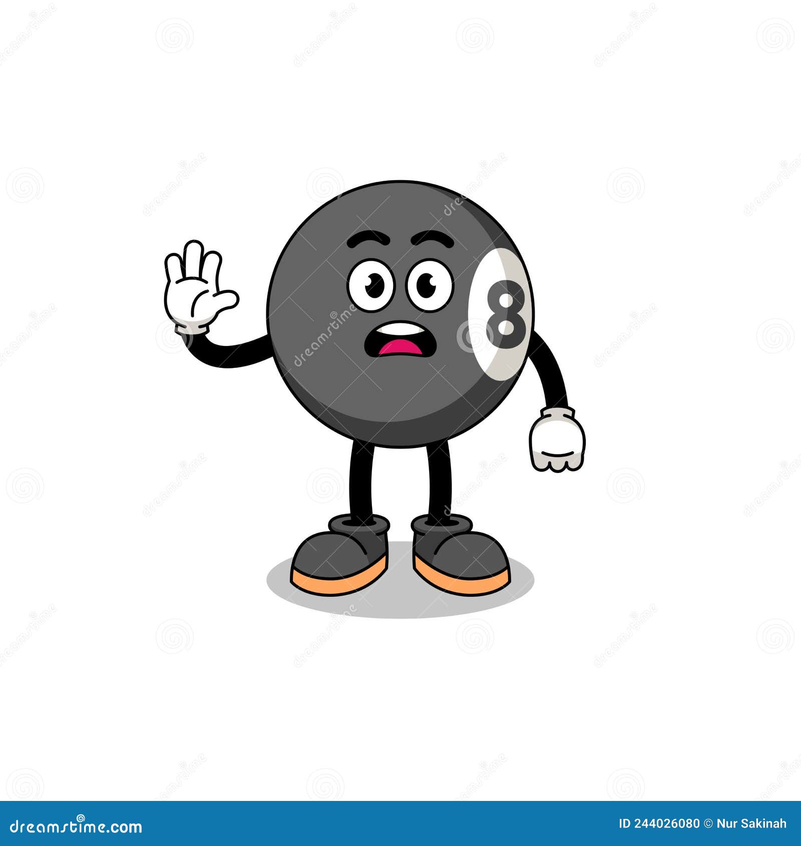 Billiard Ball Cartoon Illustration Doing Stop Hand Stock Vector ...