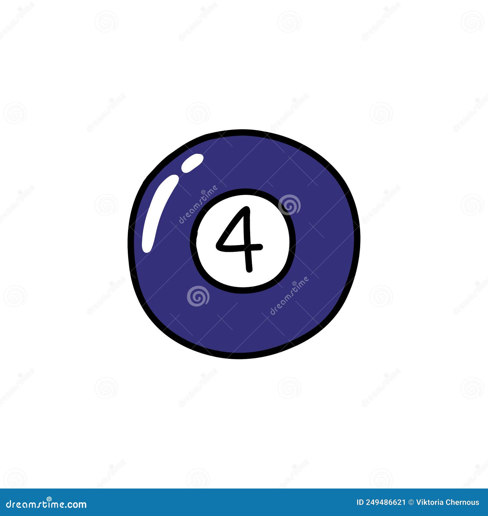 Billiard Ball 4 Doodle Icon, Vector Color Line Illustration Stock ...