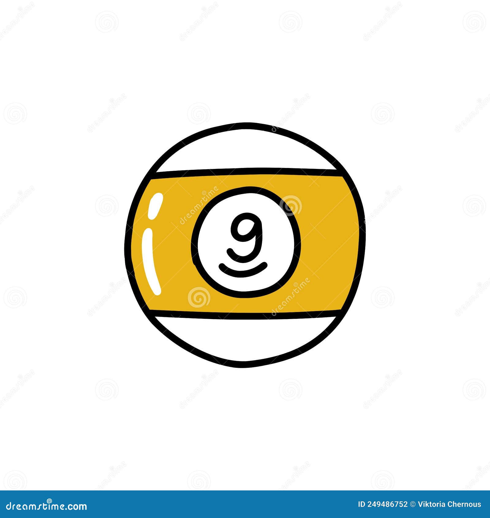 Billiard Ball 9 Doodle Icon, Vector Color Line Illustration Stock ...
