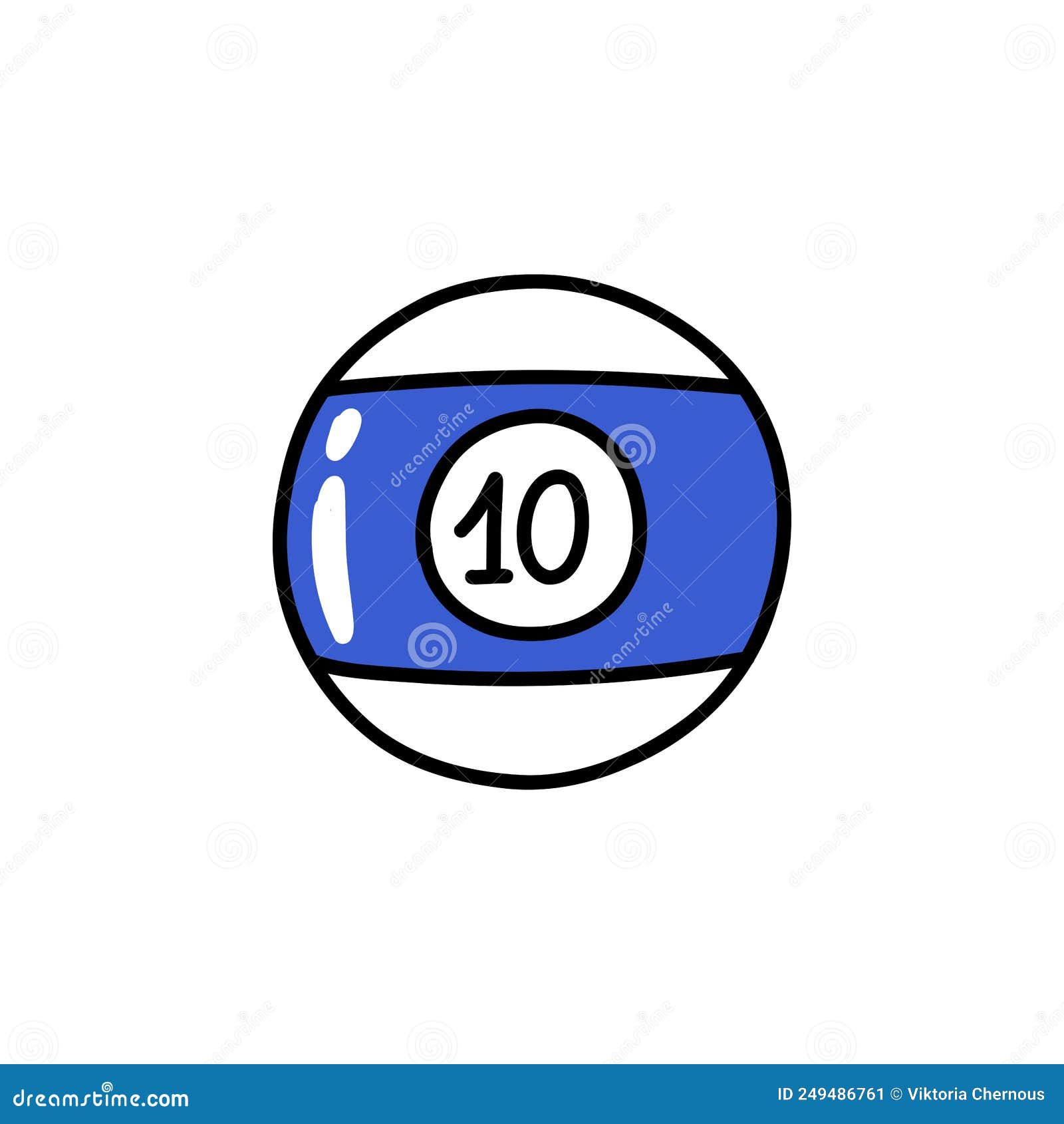 Billiard Ball 10 Doodle Icon, Vector Color Line Illustration Stock ...