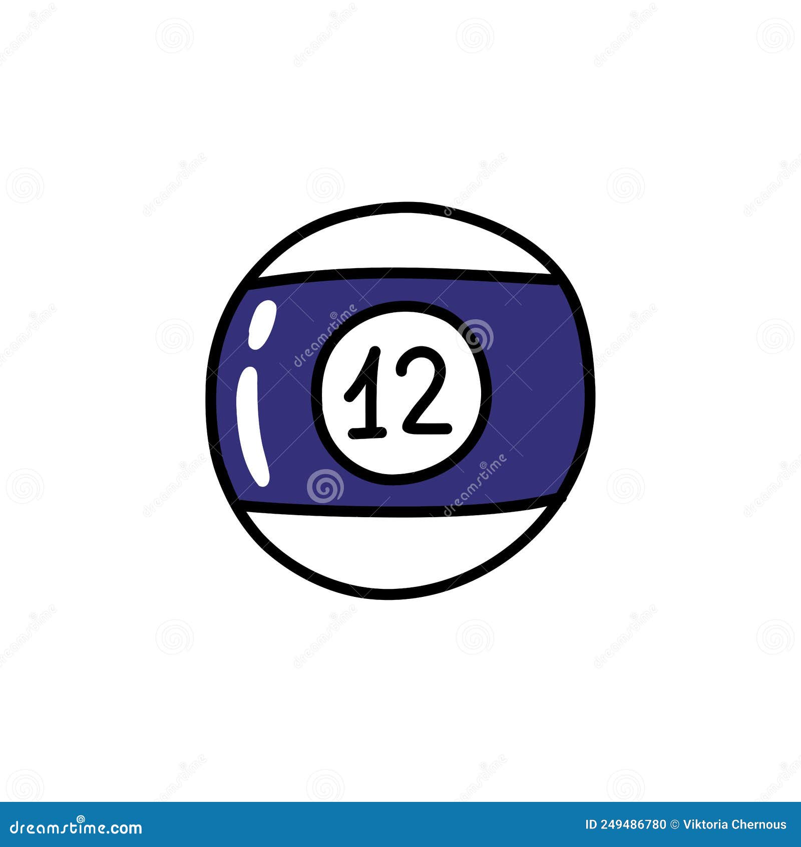 Billiard Ball 12 Doodle Icon, Vector Color Line Illustration Stock ...