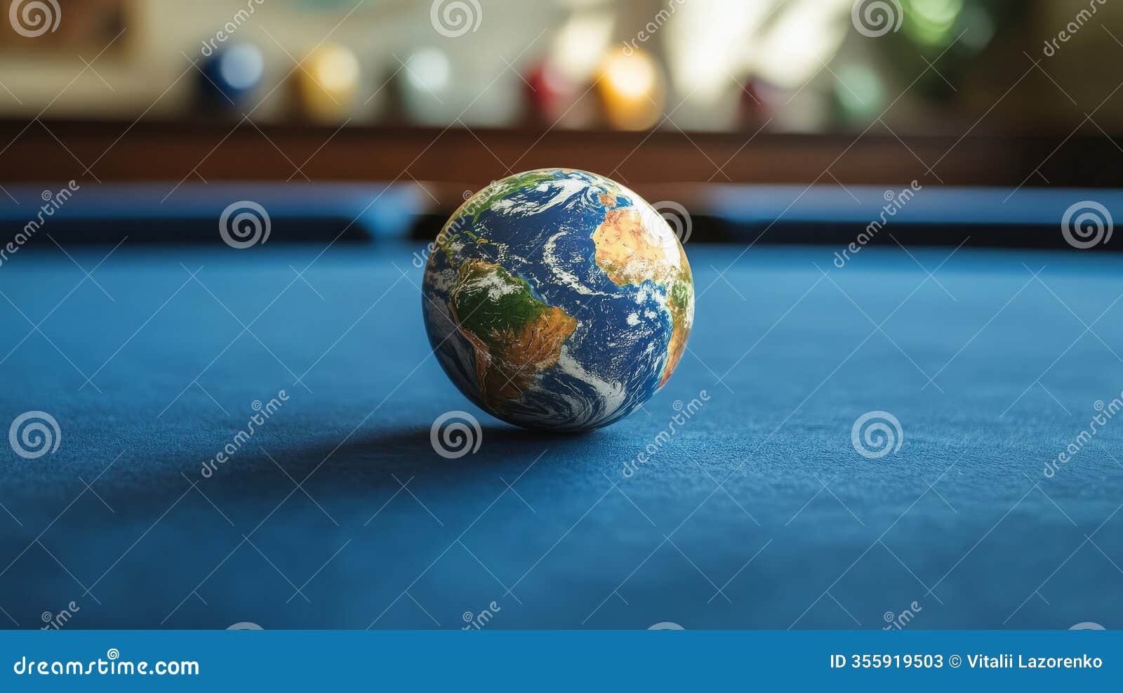Billiard Ball with Earth Design on Pool Table - Unique Double Exposure ...