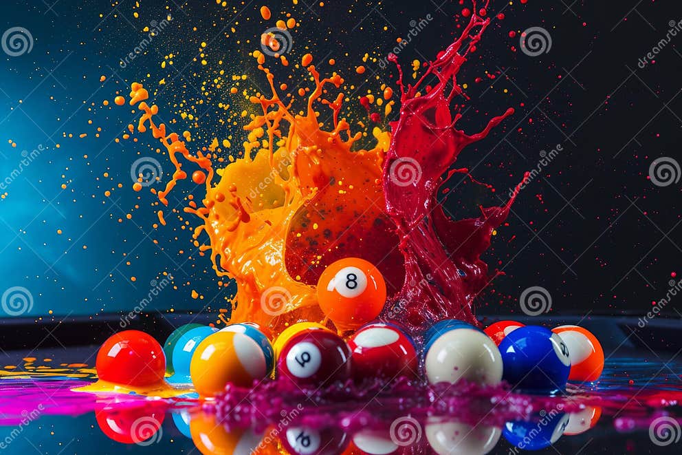 Billiard Ball Explosion. Generate Ai Stock Image - Image of break ...