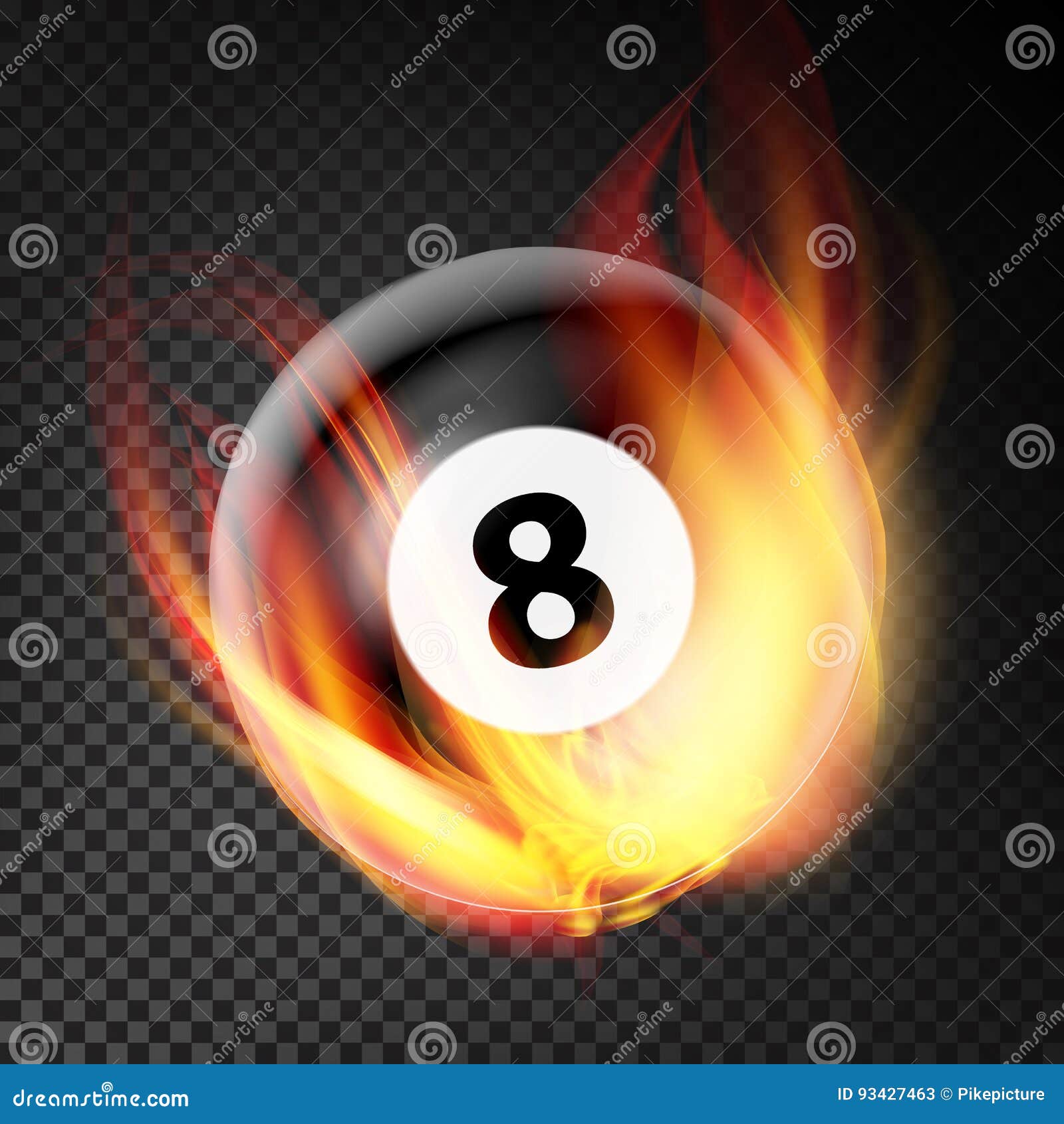 Billiard Ball in Fire Vector Realistic. Burning Billiard Ball ...
