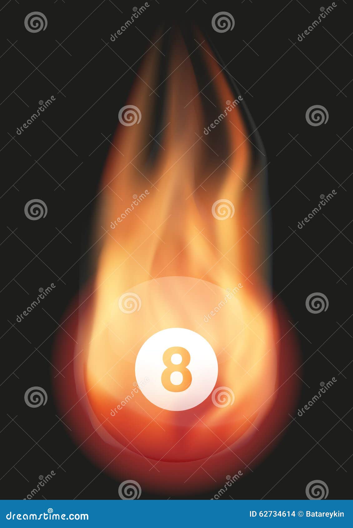 Billiard ball with flame stock vector. Illustration of light - 62734614