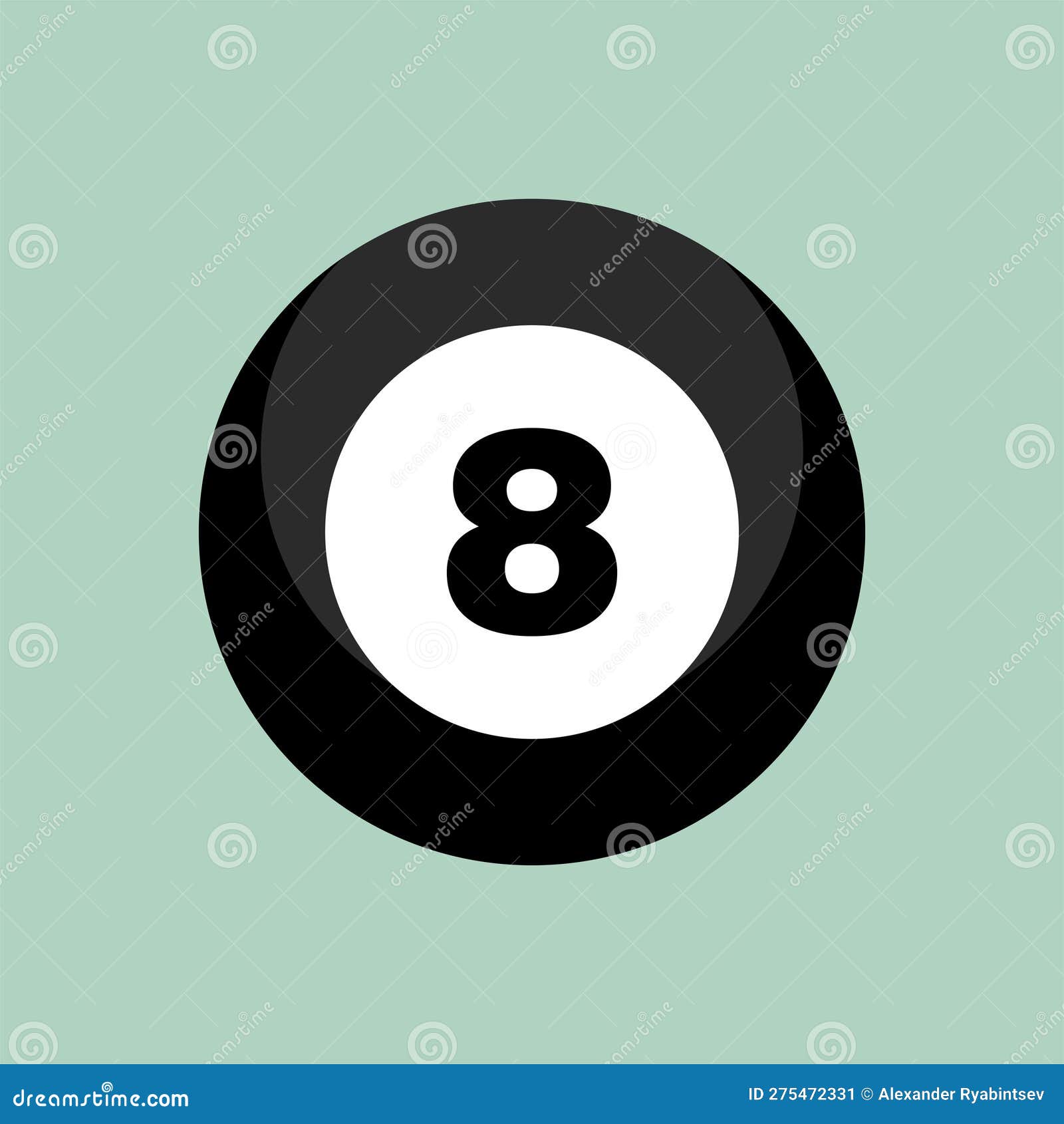 Billiard Ball Number Eight. Pool Game Flat Style Vector Illustration ... Billiard Ball Number Eight. Pool Game Flat Style Vector Illustration ...