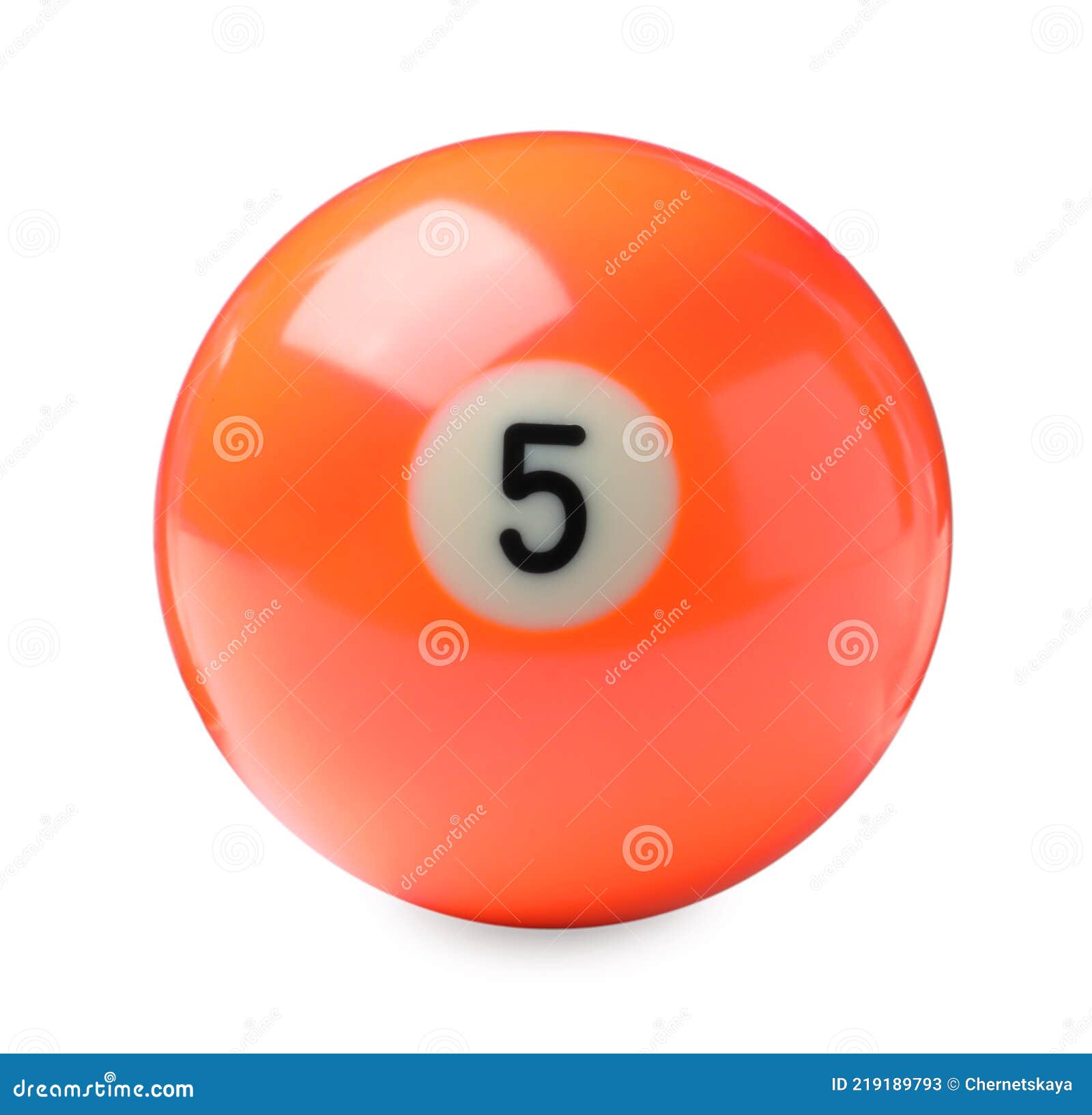 Billiard Ball with Number 5 Isolated on White Stock Image - Image of ...