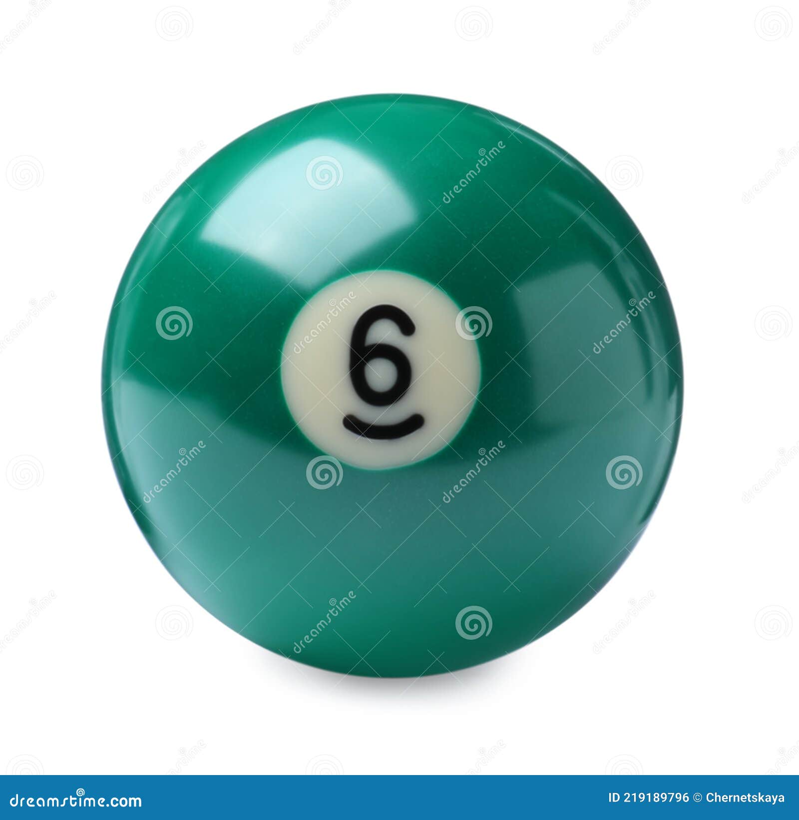 Billiard Ball with Number 6 Isolated on White Stock Photo - Image of ...
