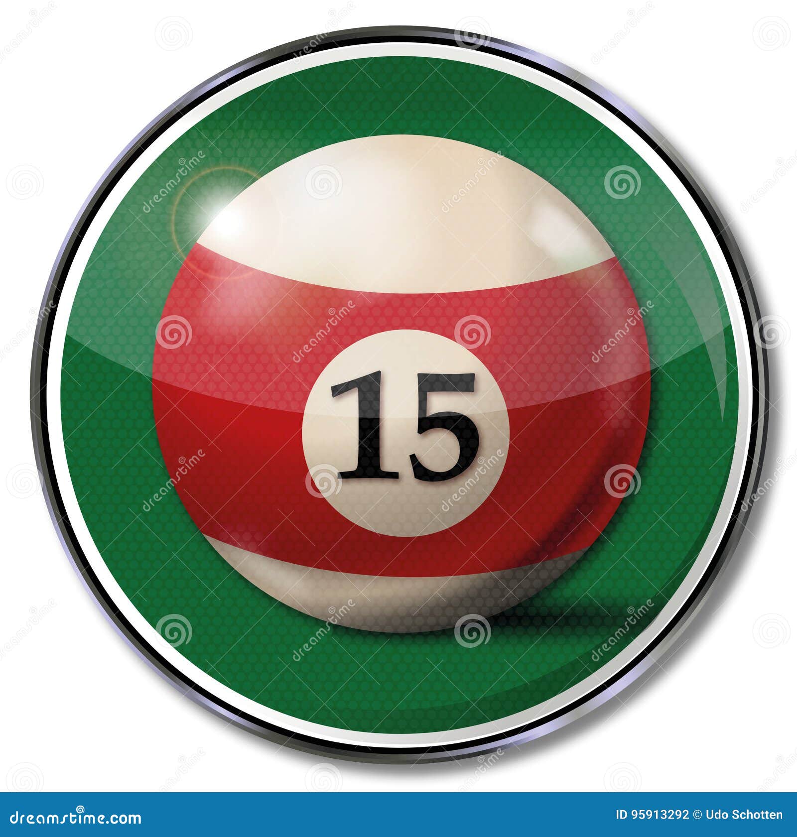 Billiard ball number 15 stock vector. Illustration of pool - 95913292