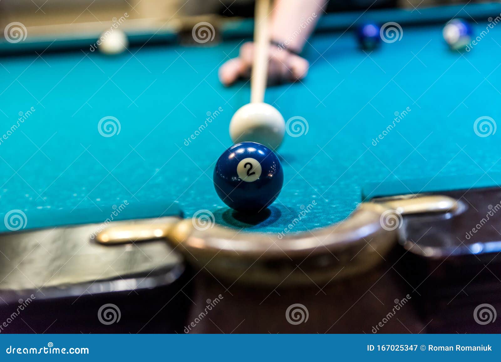 Billiard Ball Number Two Near Pocket of Table Stock Image - Image of ...