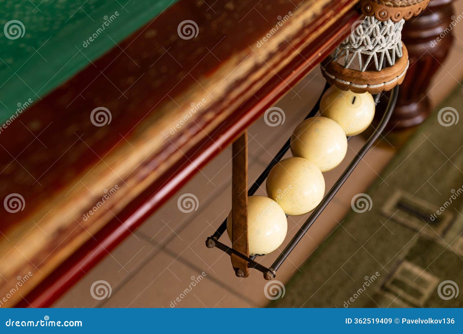 Billiard Ball Under the Pool Table in Mesh Stock Image - Image of play ...