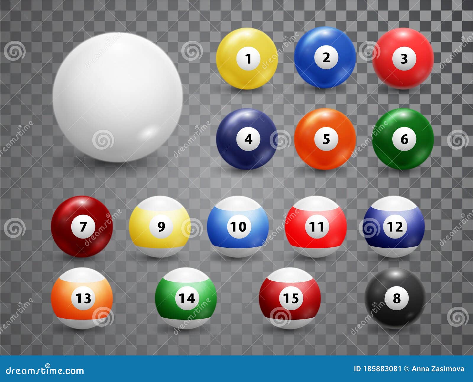 Billiard Balls, American Pool Accessory Set. Realistic Balls on ...