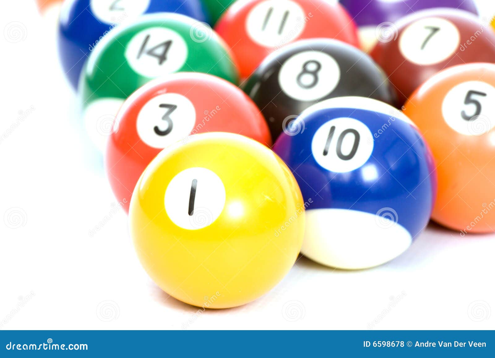Billiard Balls Arranged on a White Background Stock Photo - Image of ...