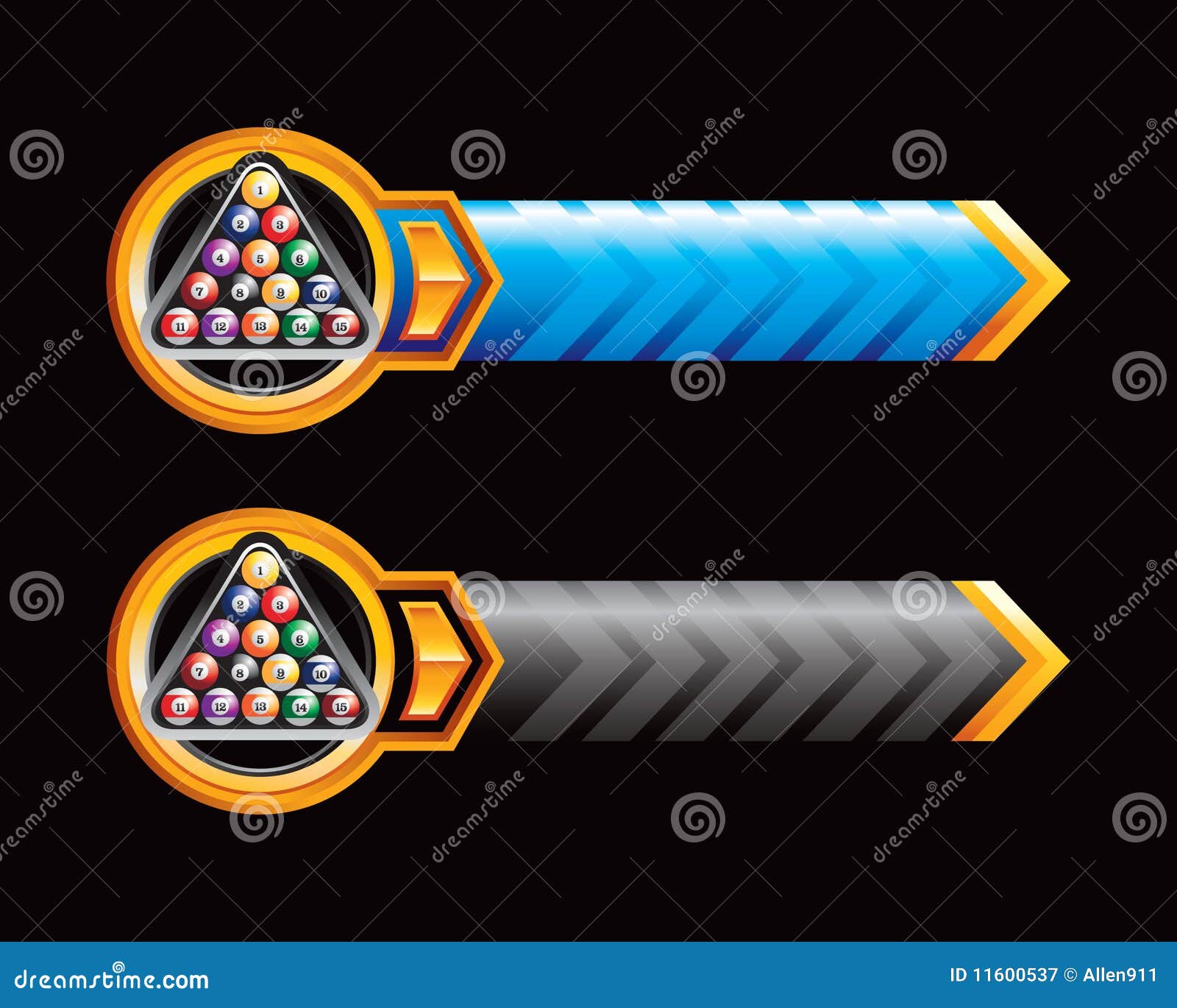 Billiard Balls on Blue and Black Arrows Stock Vector - Illustration of ...