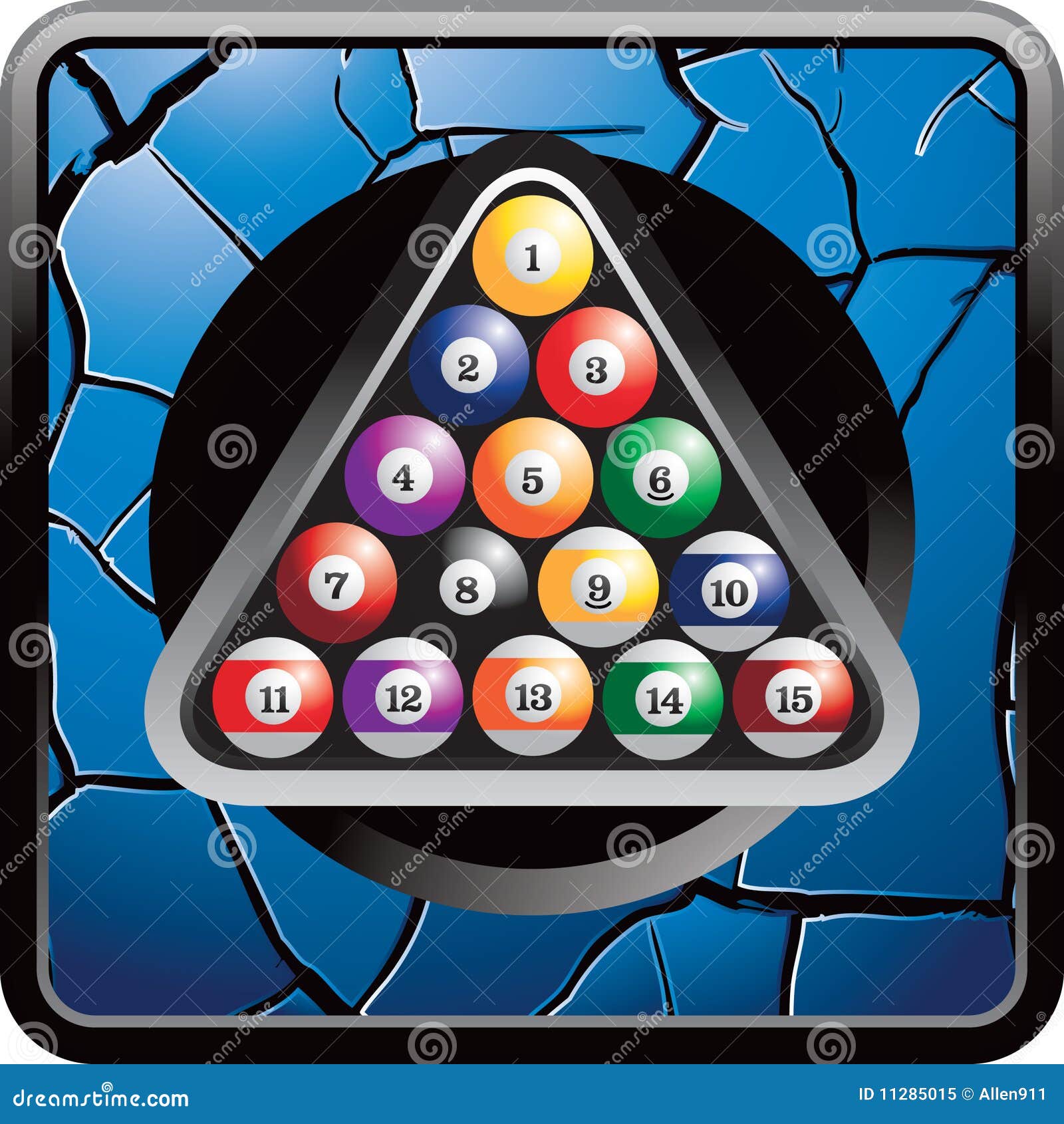 Billiard Balls on Blue Cracked Web Button Stock Vector - Illustration ...