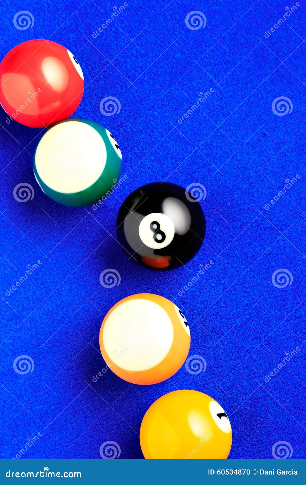 Billiard Balls in a Blue Pool Table. Stock Photo - Image of success ...