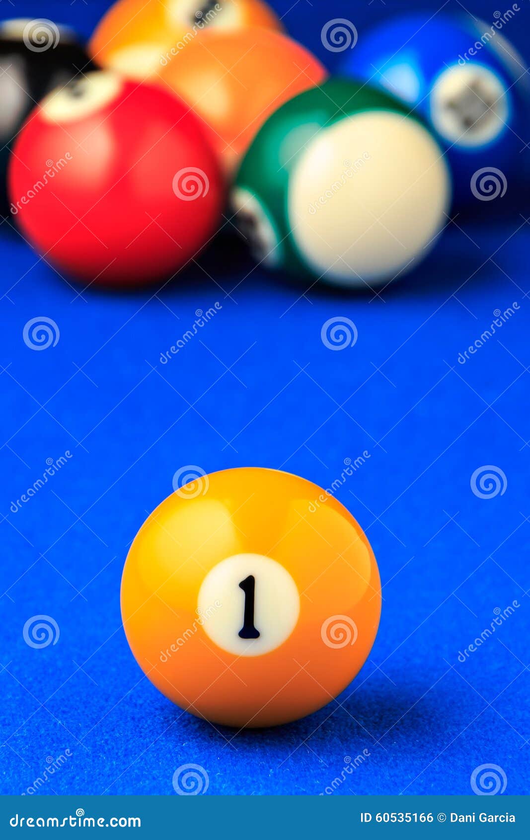 Billiard Balls in a Blue Pool Table. Stock Photo - Image of success ...