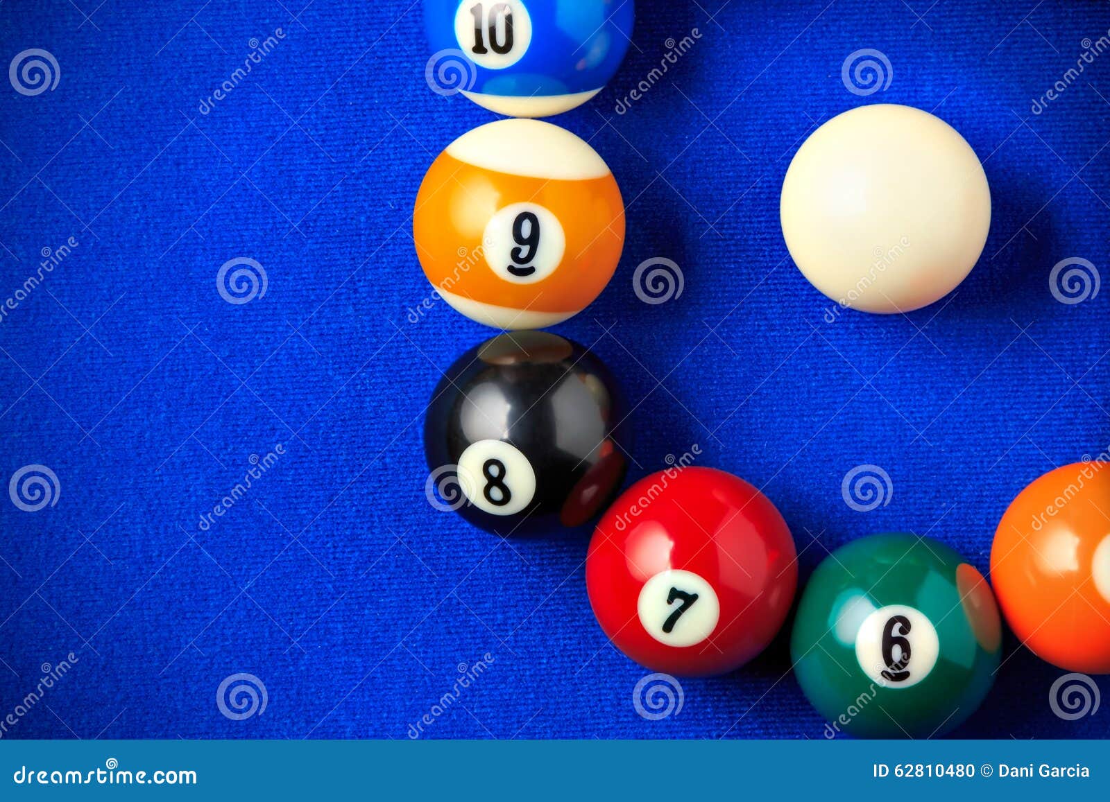 Billiard Balls in a Blue Pool Table. Stock Photo - Image of snooker ...