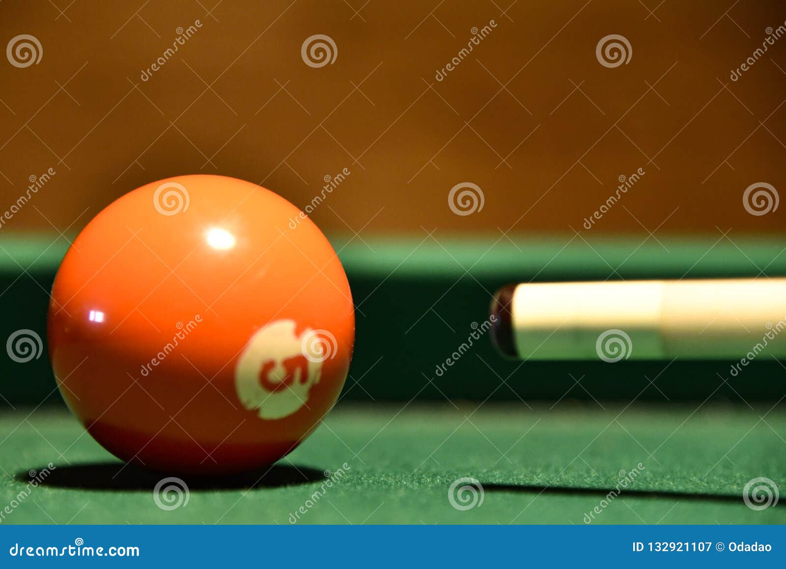 Billiard Balls and Cue on the Pool Table Stock Image - Image of table ...