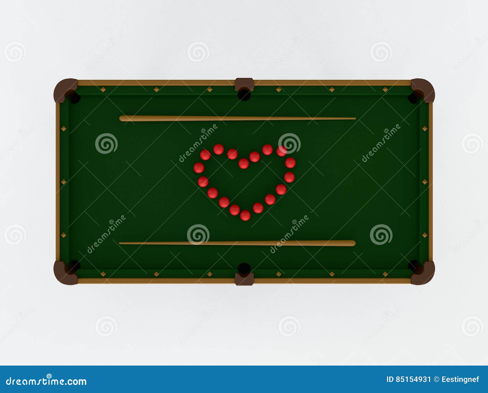 Billiard Balls in Form of Heart on Table. Top View. Stock Illustration ...