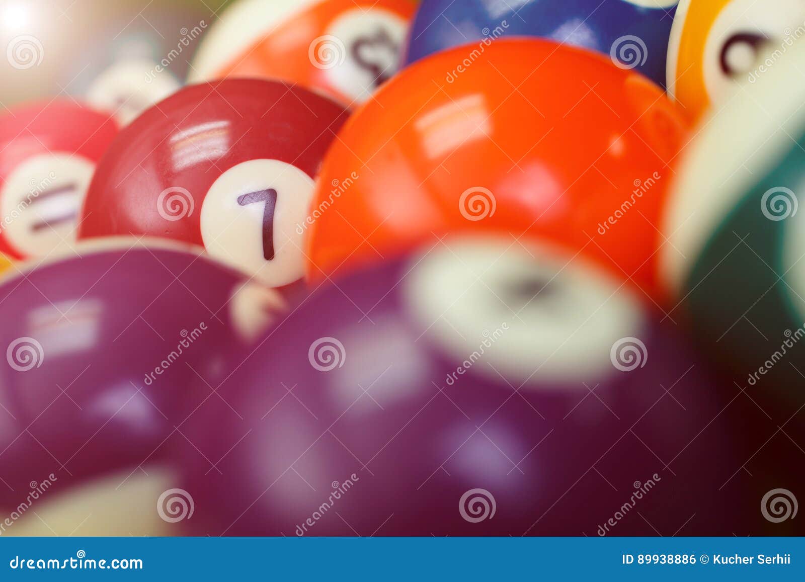Billiard Balls on a Green Pool Table, Closeup Stock Photo - Image of ...