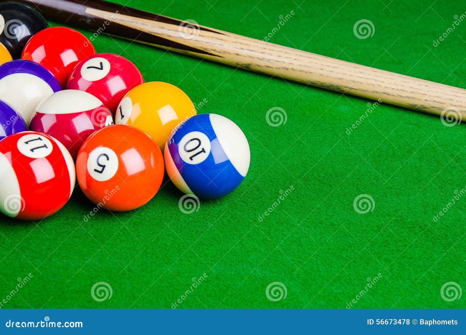 Snooker Pool Billiards Room, Green Table With Complete Set Of Balls In ...