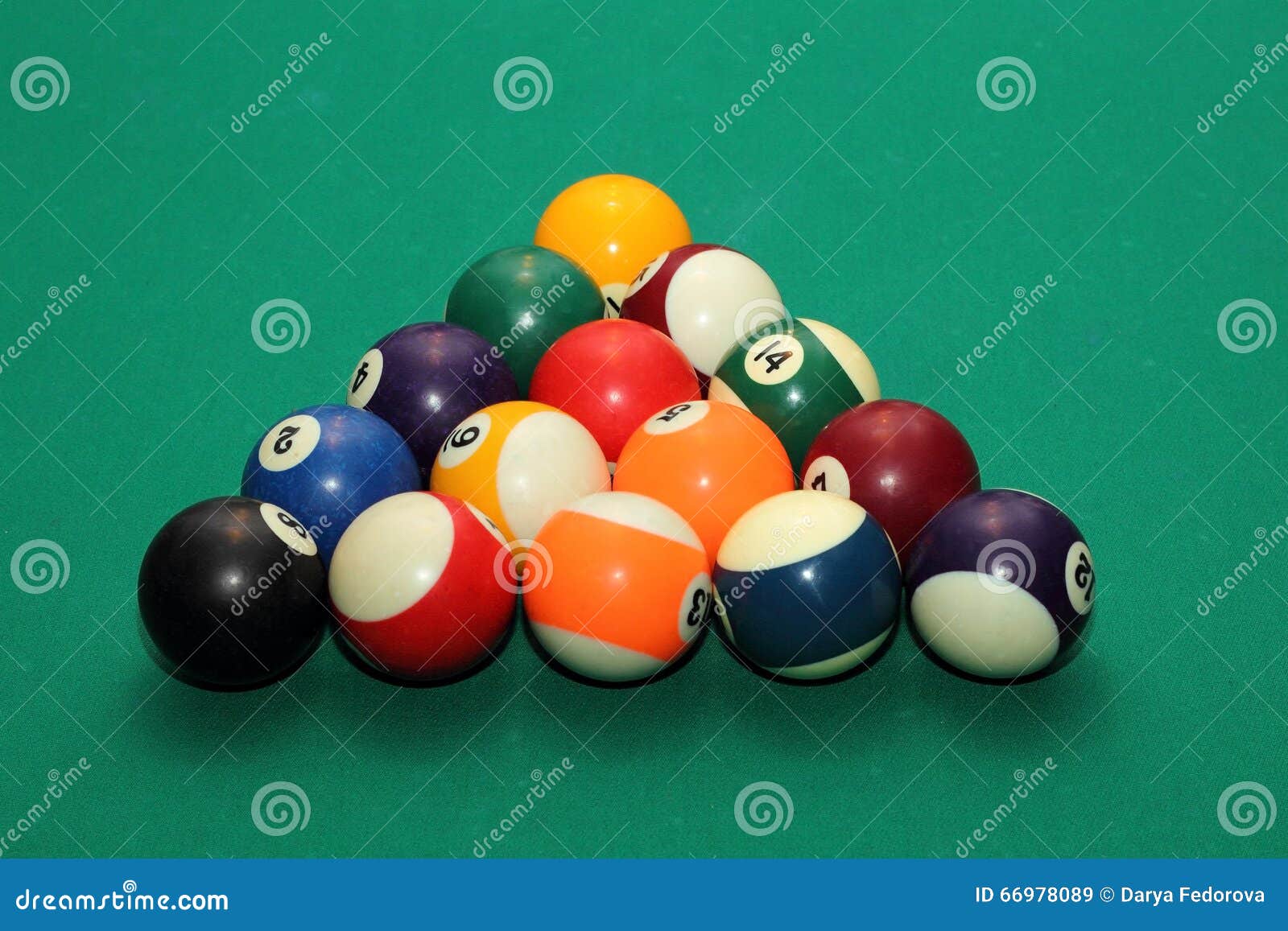 Billiard Balls on Green Table and Orange Ball Stock Image - Image of ...