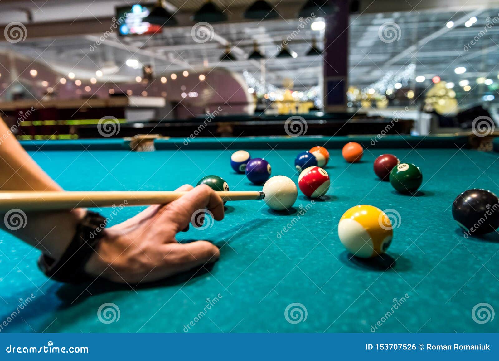 Billiard. Hand With Cue Prepare Hit A Ball Stock Image | CartoonDealer ...
