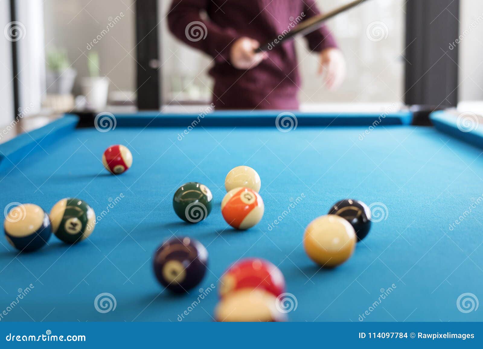 Billiard Balls on a Pool Table Stock Photo - Image of westerner ...