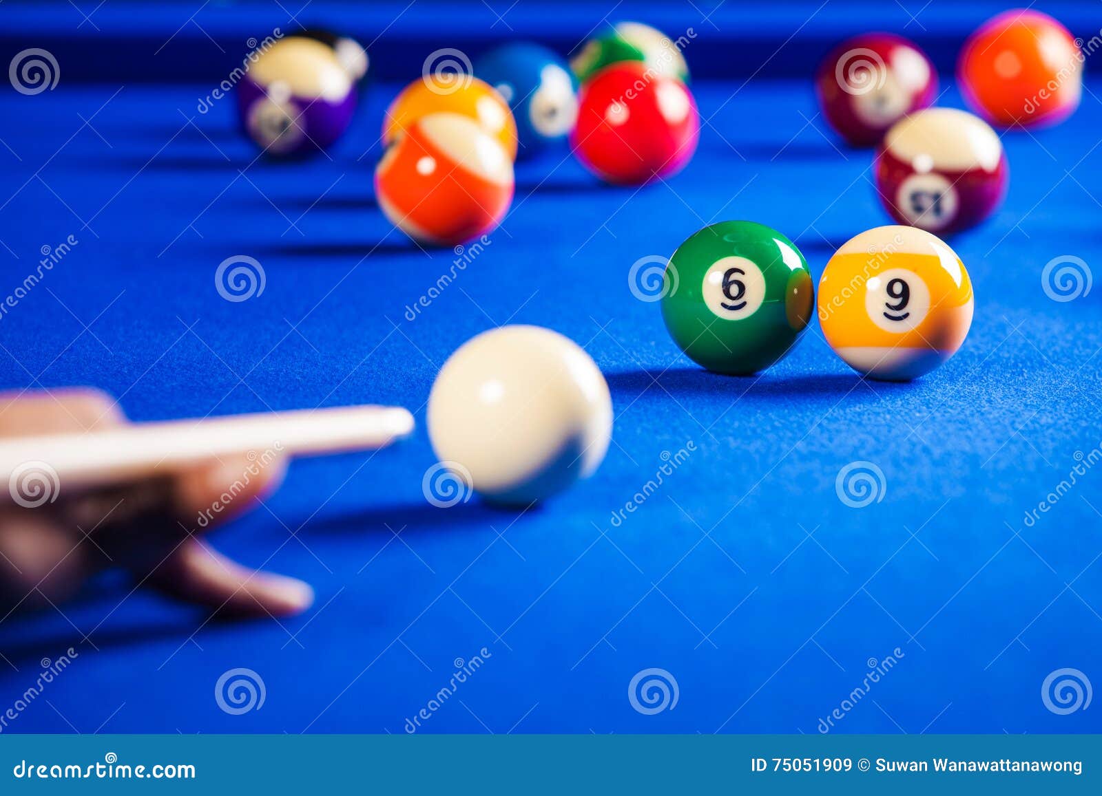 Billiard Balls in a Pool Table Stock Image - Image of action ...
