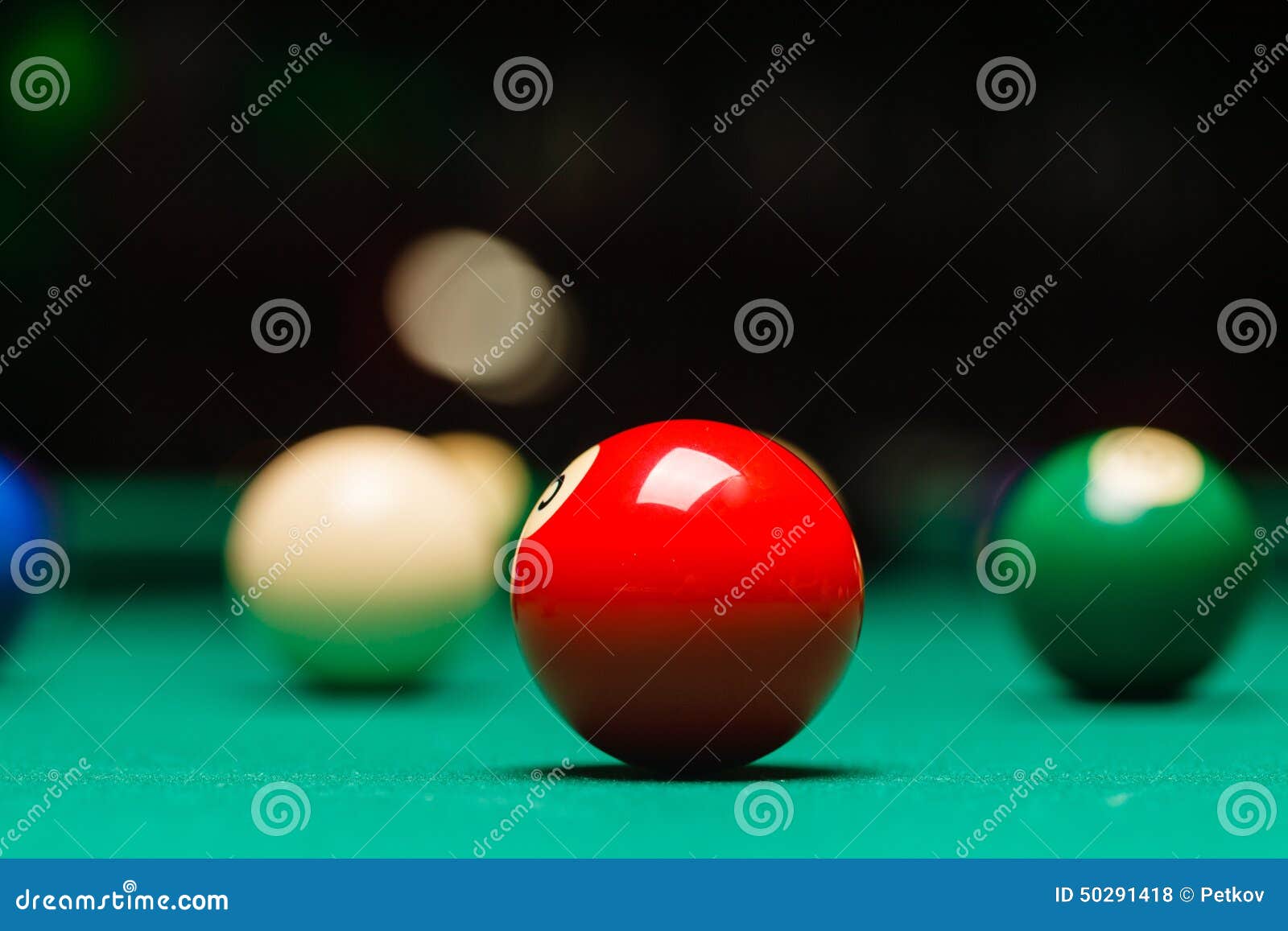 Billiard Balls in a Pool Table. Stock Photo - Image of green, colorful ...