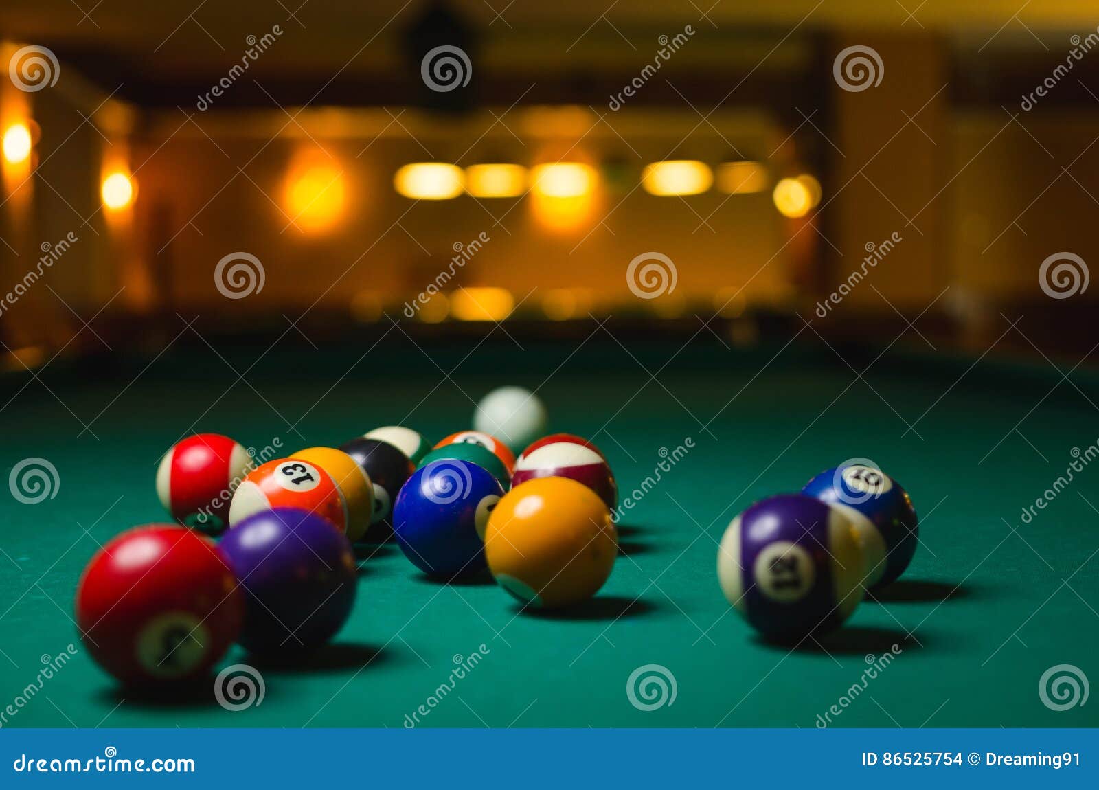 Billiard Balls in a Pool Table. Stock Photo - Image of balls, activity ...