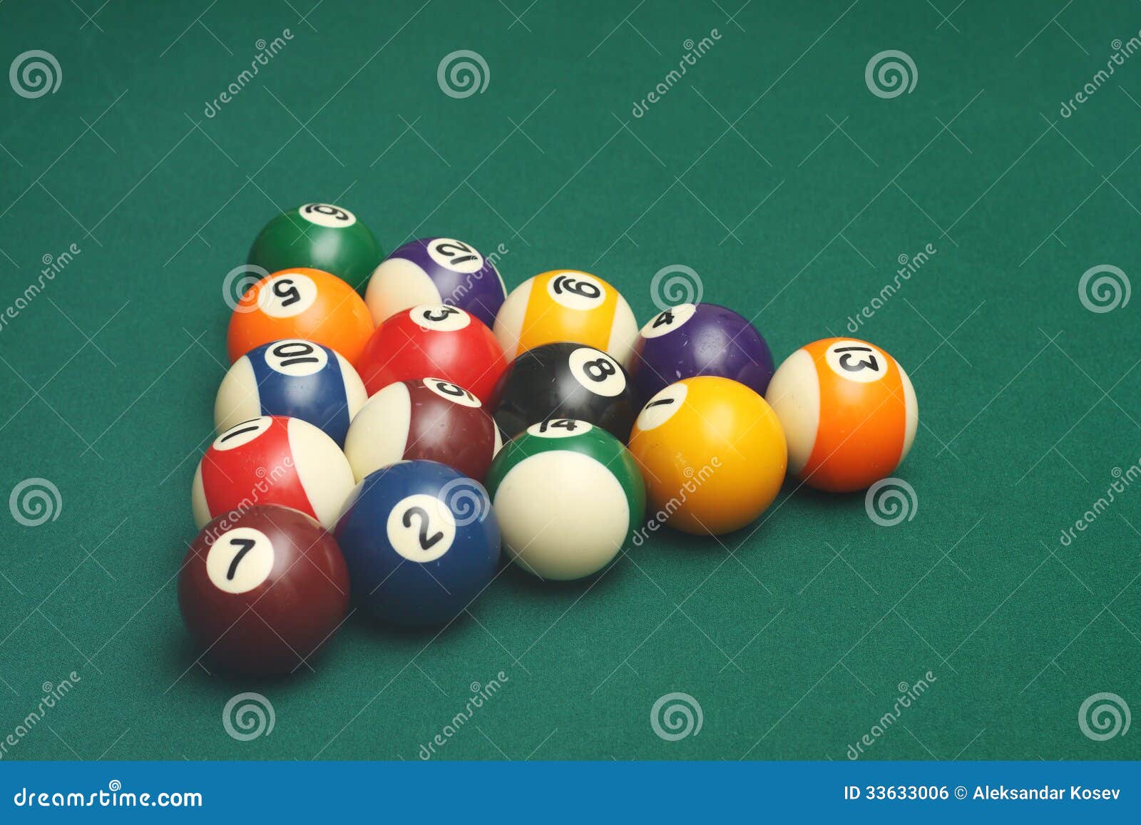 Billiard balls stock photo. Image of entertainment, green - 33633006