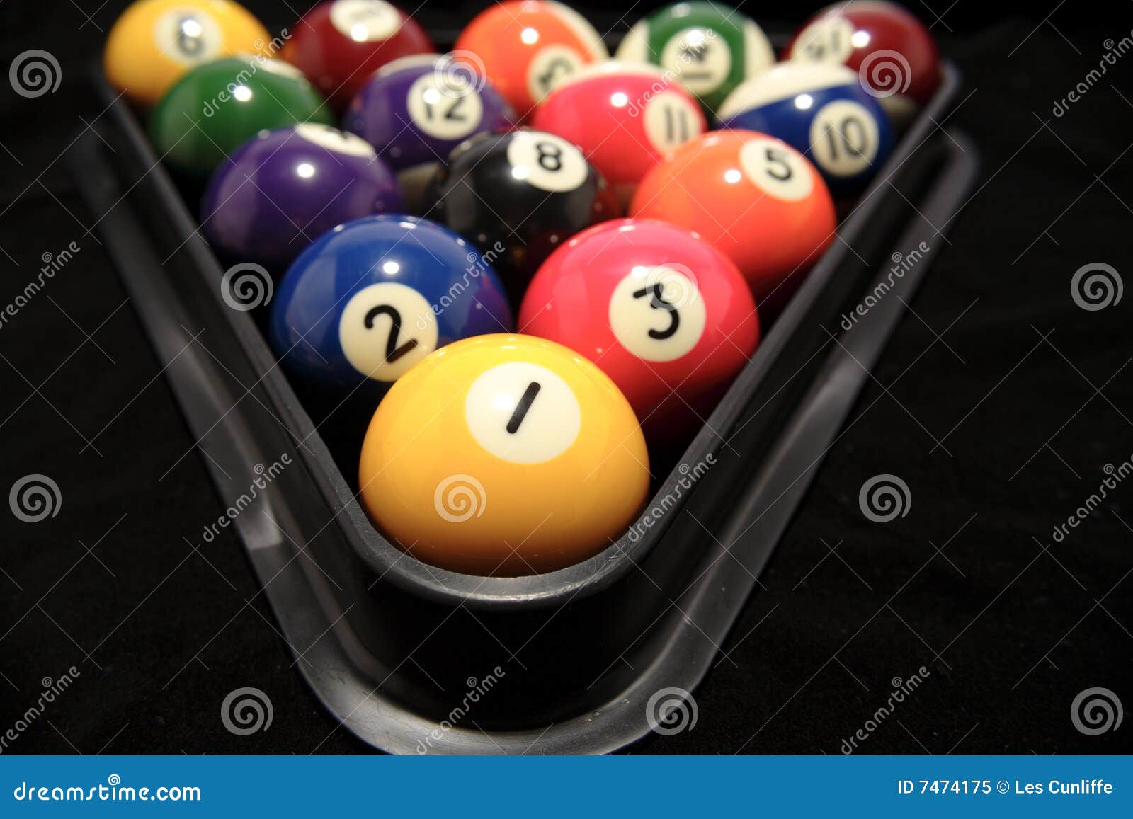 Billiard balls in rack stock image. Image of billiard - 7474175