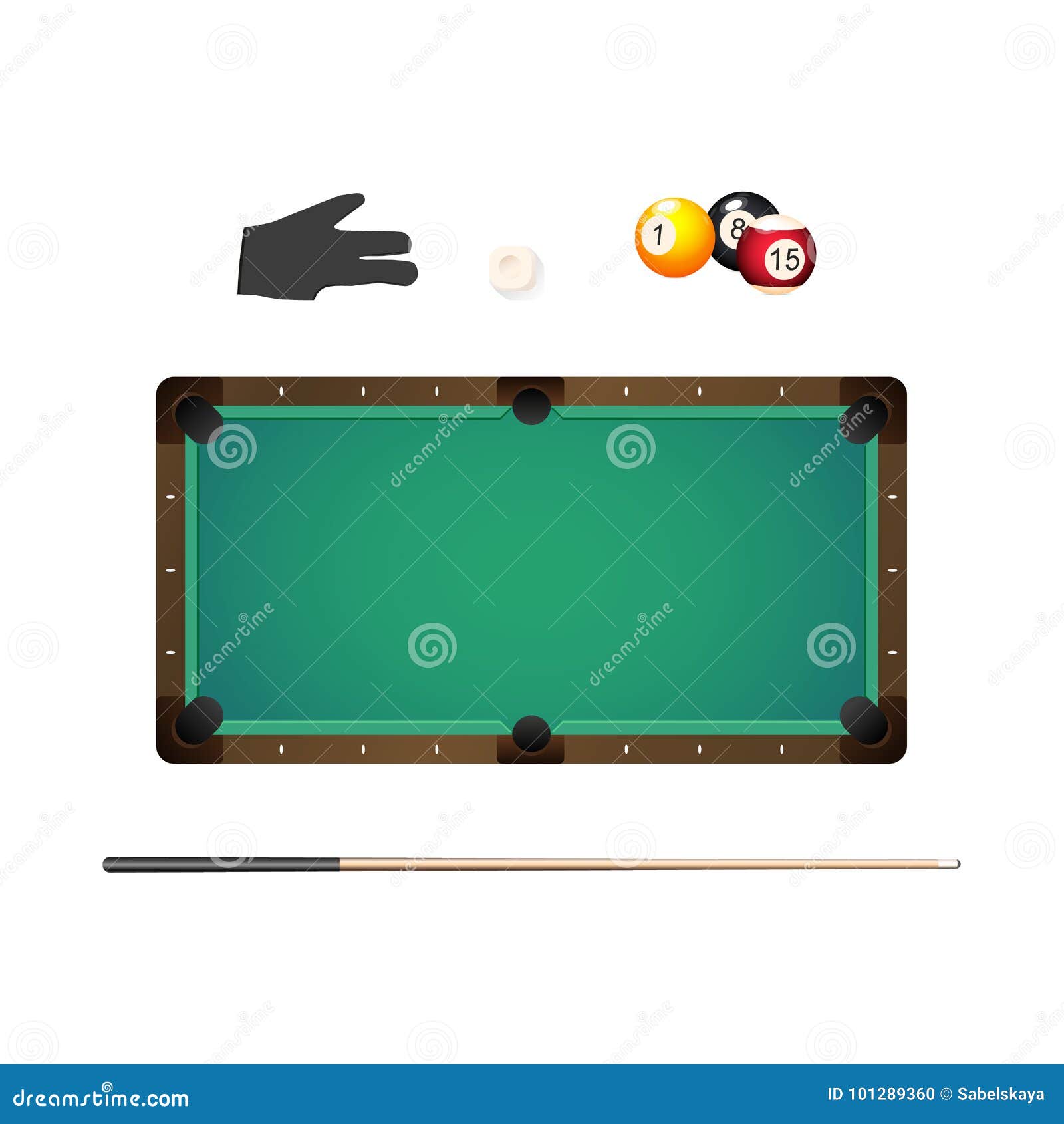 Billiard Balls in Rack, Cue Chalk and Pool Glove Stock Vector ... Billiard Balls in Rack, Cue Chalk and Pool Glove Stock Vector ...