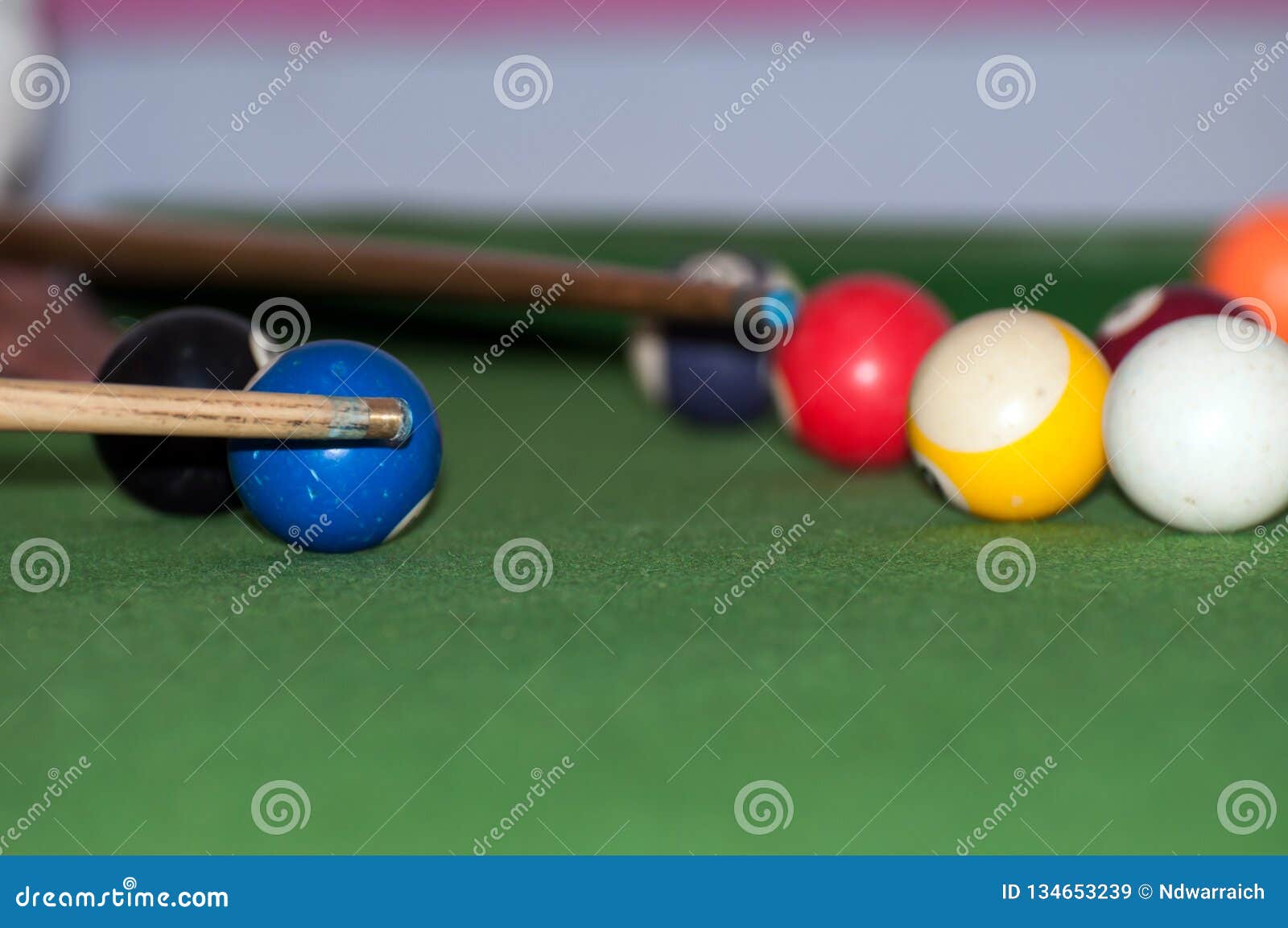Billiard balls and stick stock image. Image of game - 134653239